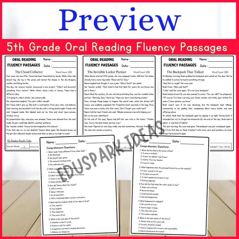 5th Grade Oral Reading Fluency Passages | Educational Fun: Improve ...