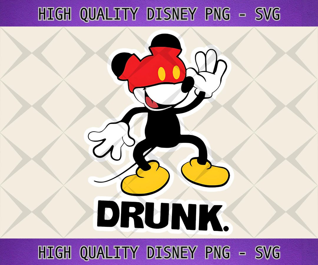 Mickey Mouse and Minnie Mouse PNG SVG, Mickey Drunk Svg, Mickey Drunk ...