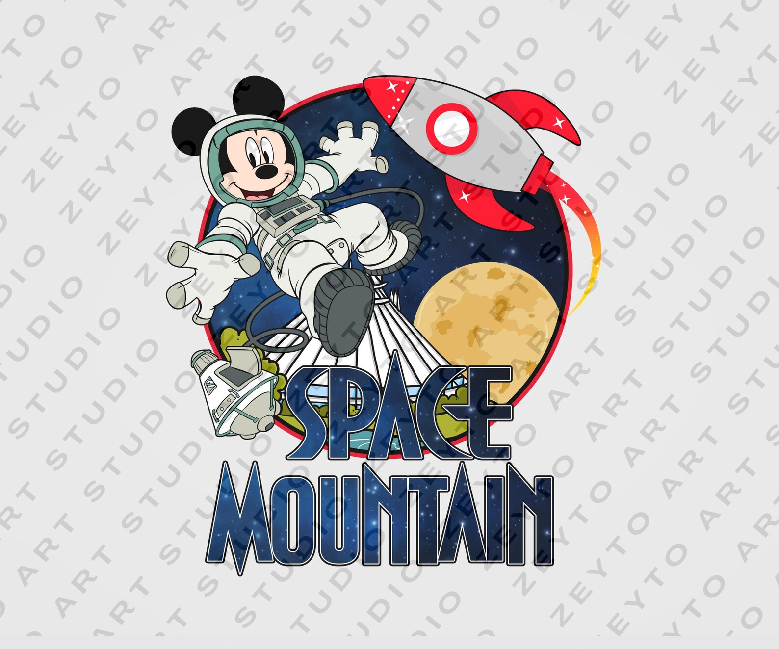 Mouse and Friends Space Png, Space Mountain Png, Retro Mouse Png ...