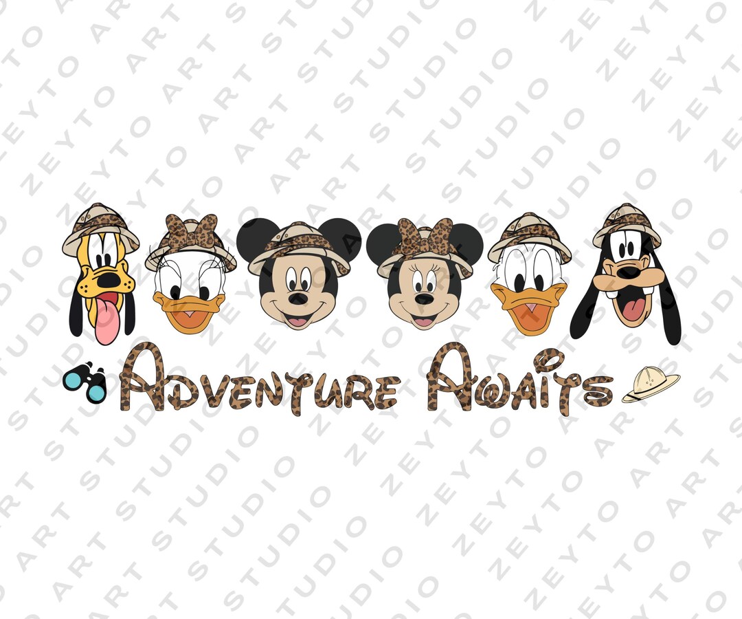 Adventure Awaits Png Svg, Family Safari Tour Svg, Leopard Mouse Head ...