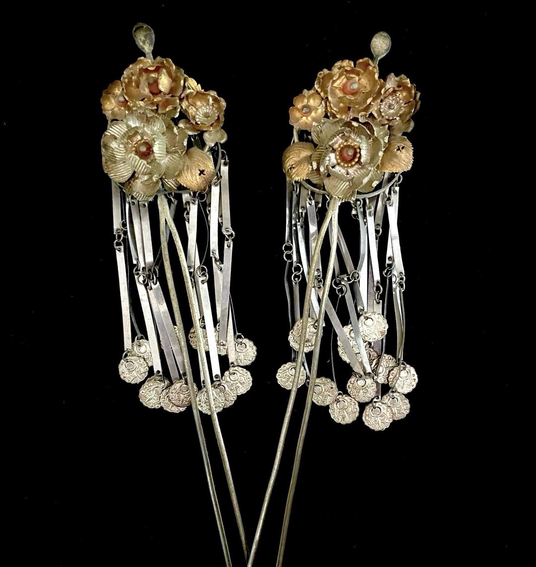 Vintage, Japanese, Kenzashi, Set of Two, Hairpins, Hair Sticks, Geisha ...