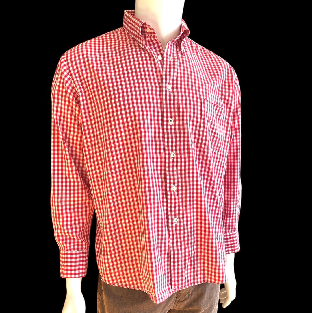 Vintage, 1990s, Mens, Sears Robuck, Red and White Gingham, Shirt, Size ...
