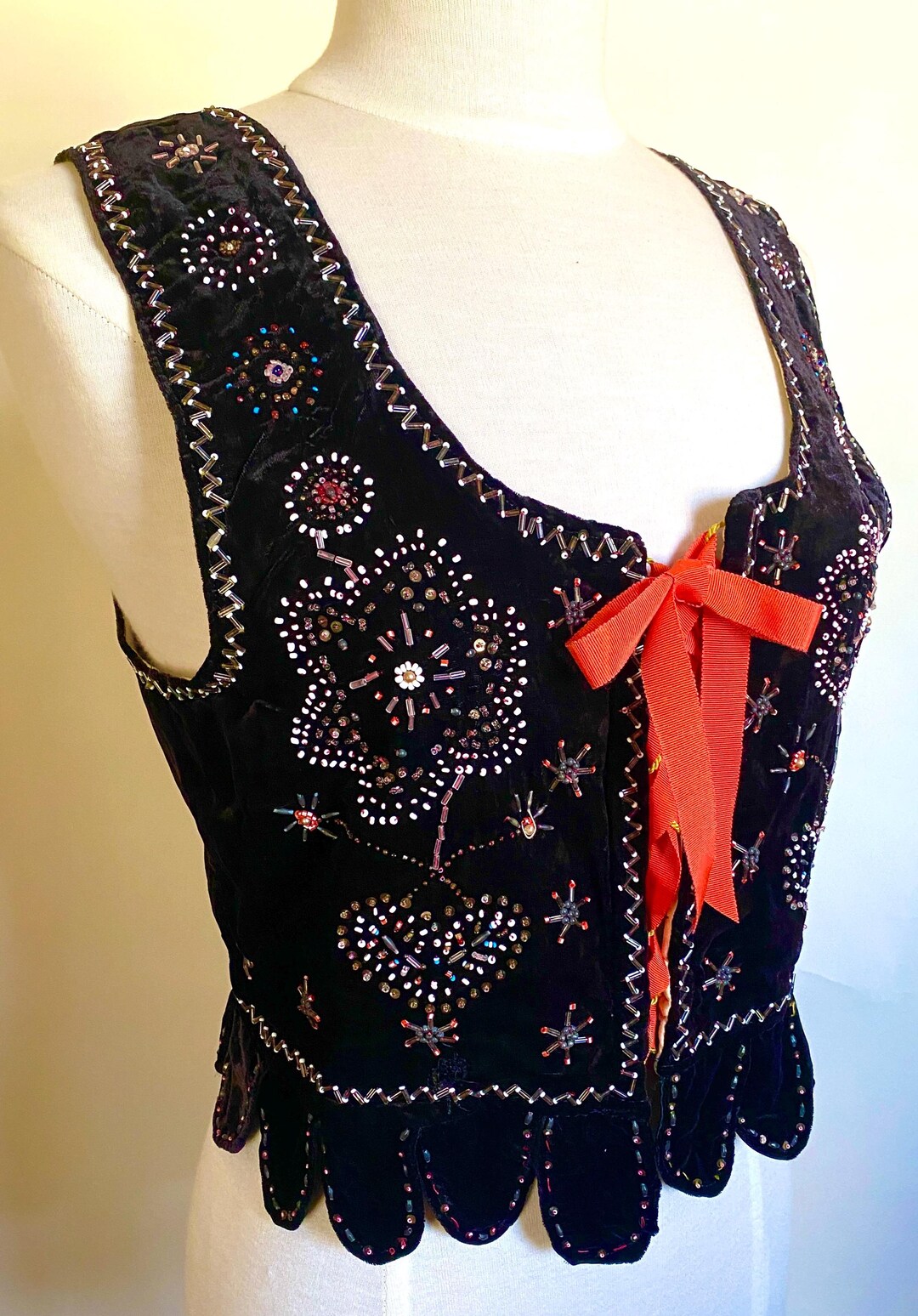 Vintage Traditional Polish Antique Velvet Beaded Vest. Costume. Folk ...