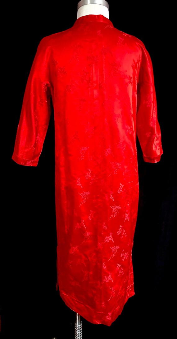 1950s, Vintage, Ruby Red, Satin Brocade, Chinese Rob… - Gem