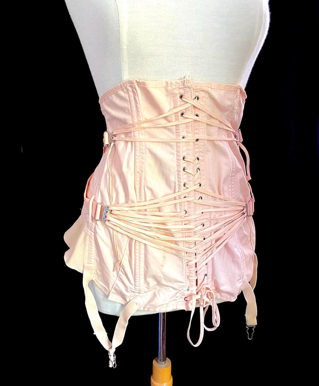 Vintage, 1940s, Antique, Light Pink, Cotton, Lace up Corset, With ...