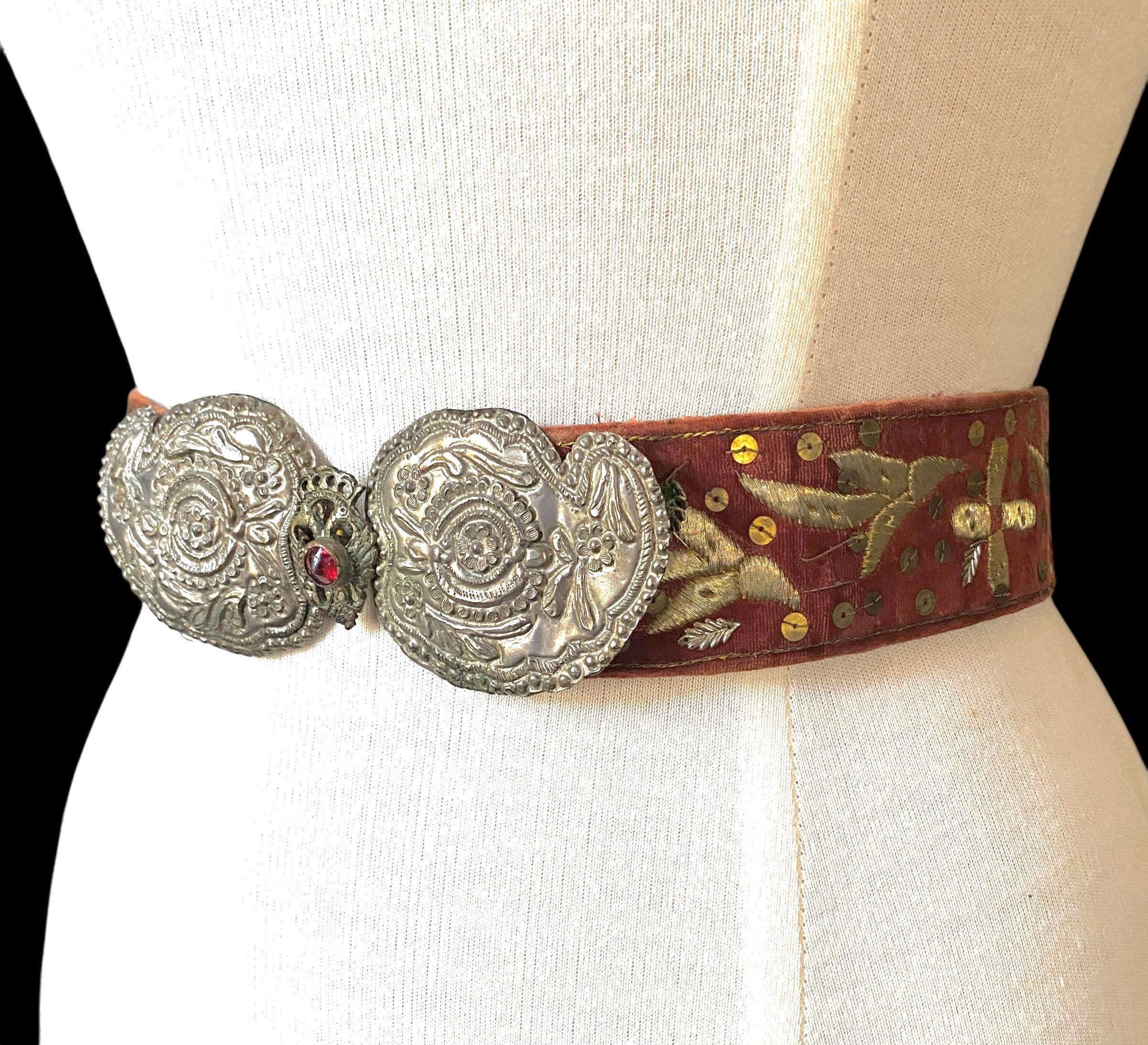 Antique Belt, 1930s Deco, Ottoman, Turkish Embroidered Velvet, Bridal ...