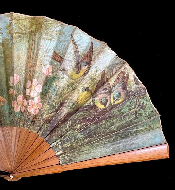 Vintage, 1930s, 1940s, Extra Large Folding Fan with B… - Gem