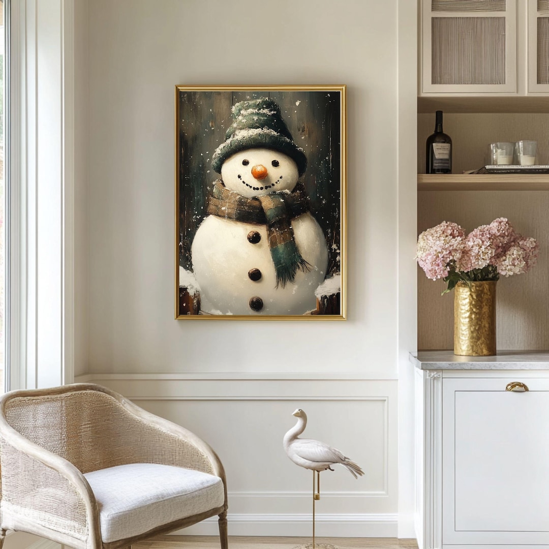 Snowman Art Print, Snowman Art Print, Christmas Wall Art, Christmas ...