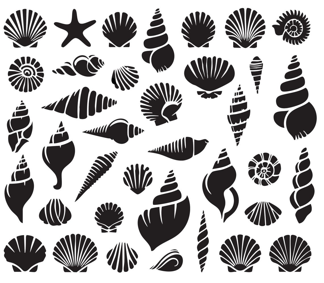 Shell Versions Digital Stencil | Print Shell Illustrations Stencils for ...