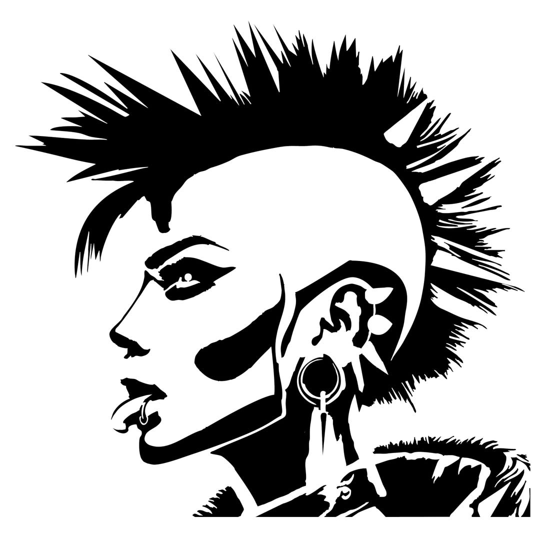 Punk Woman Digital Stencil | Printable Punk Illustration Stencil for ...