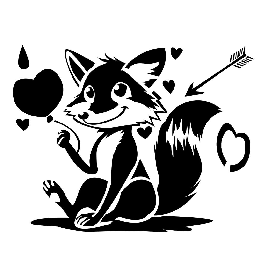 Foxy Love Digital Stencil | Printable Fox Illustration Stencil for ...