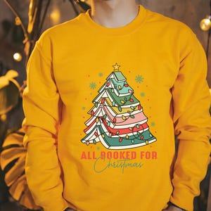 All Booked for Christmas, Christmas Tree Book Sweater, Merry Christmas ...