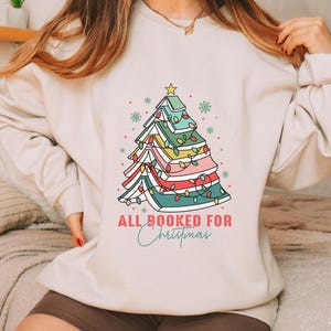 All Booked for Christmas, Christmas Tree Book Sweater, Merry Christmas ...