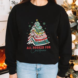 All Booked for Christmas, Christmas Tree Book Sweater, Merry Christmas ...