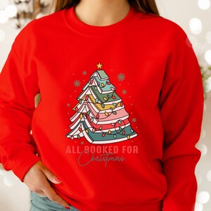 All Booked for Christmas, Christmas Tree Book Sweater, Merry Christmas ...