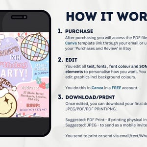 Pastel Preppy Retro Christmas Birthday Invitation Template Pink Purple ...