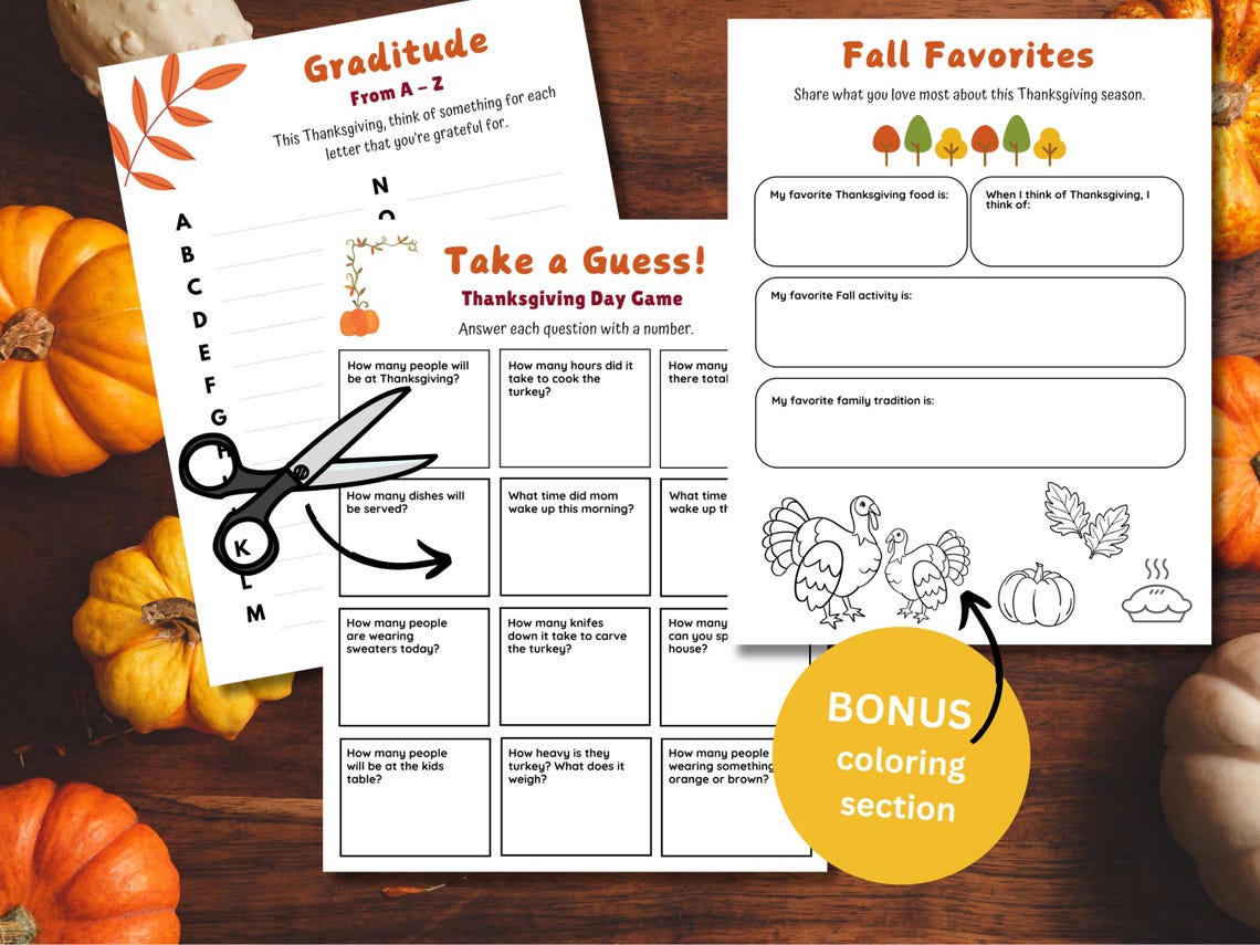 Thanksgiving Printable Game, Fall Activity, Fall Game for Kids and ...