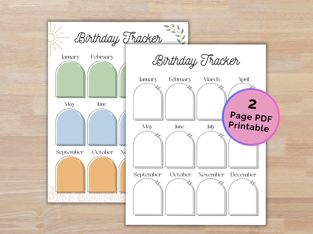 PDF Birthday Tracker, Birthday Calendar, Birthday List PDF, Birthday ...