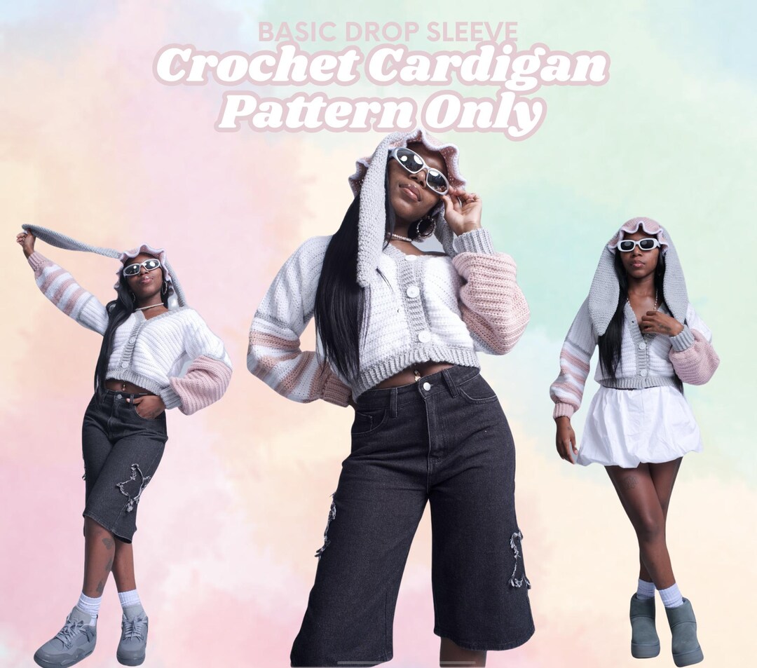 Basic Drop Sleeve Crochet Cardigan PATTERN ONLY – Easy Beginner ...