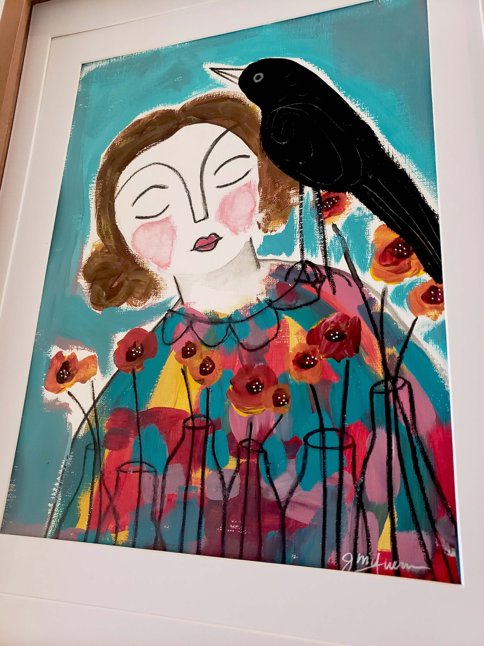 Folk Art From Original Greeting Card Blank Crow Folk Art Bird Art Jodi ...