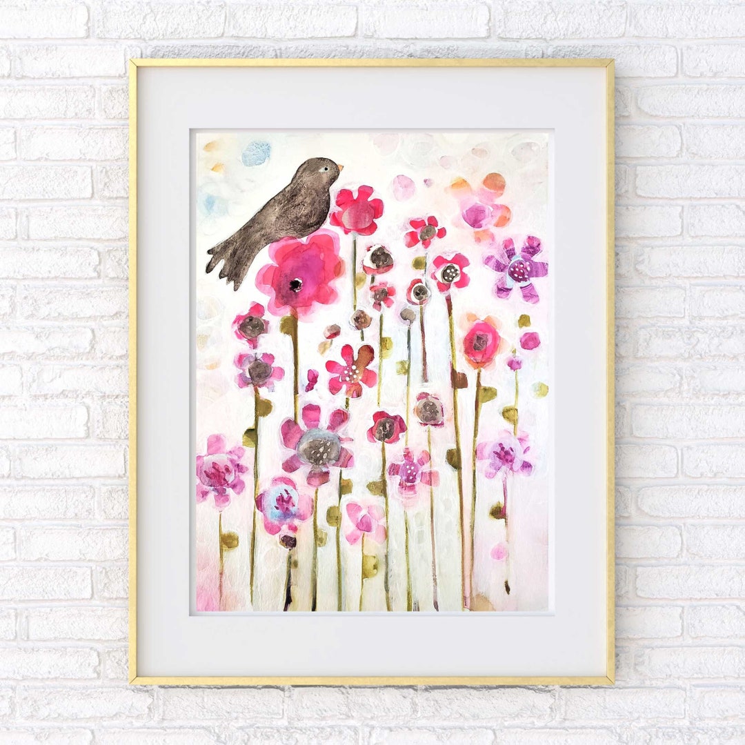 Bird Folk Art Modern Folk Art Print From Original Painting - Etsy