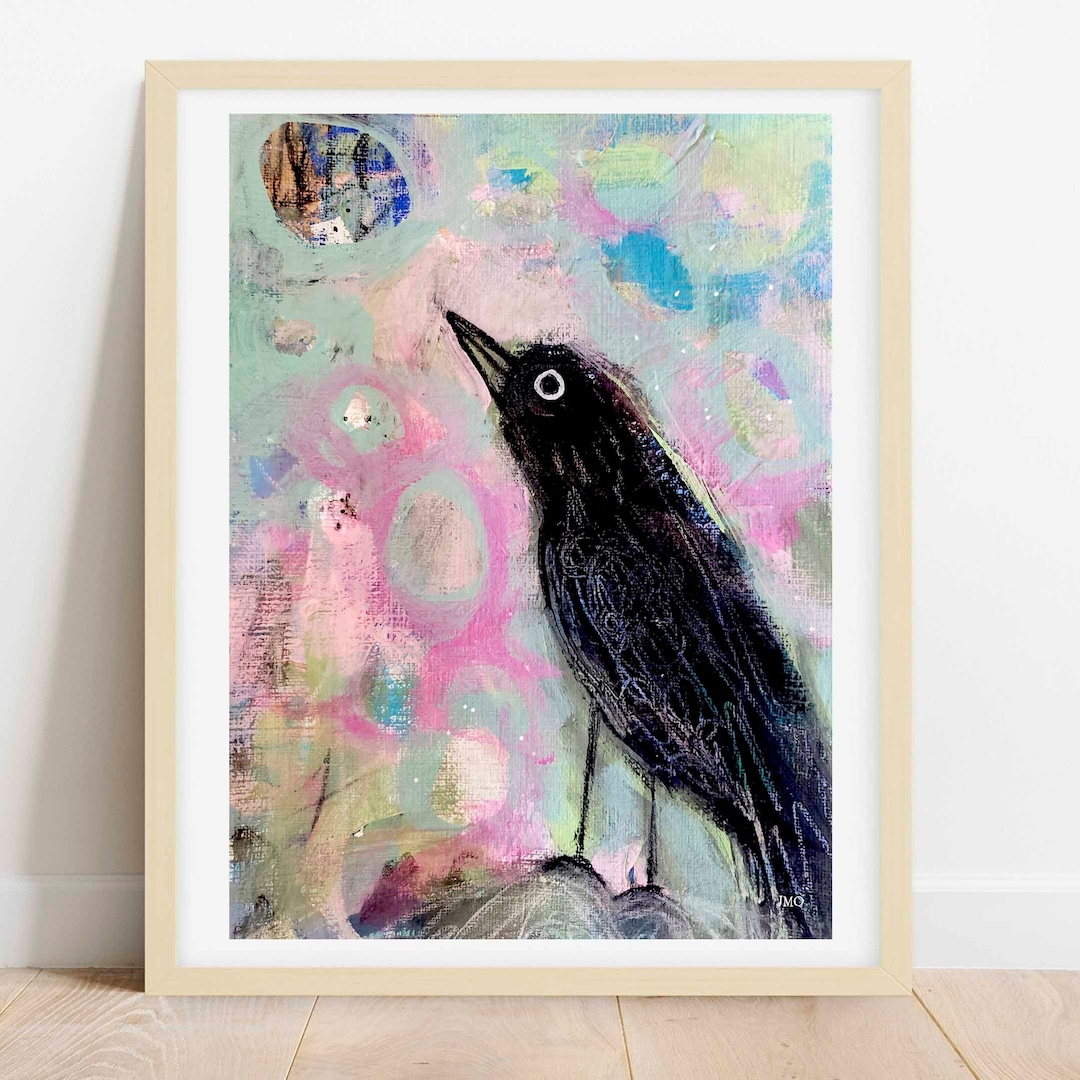 Folk Art From Original Painting Crow Folk Art Bird Art Jodi Queenan ...