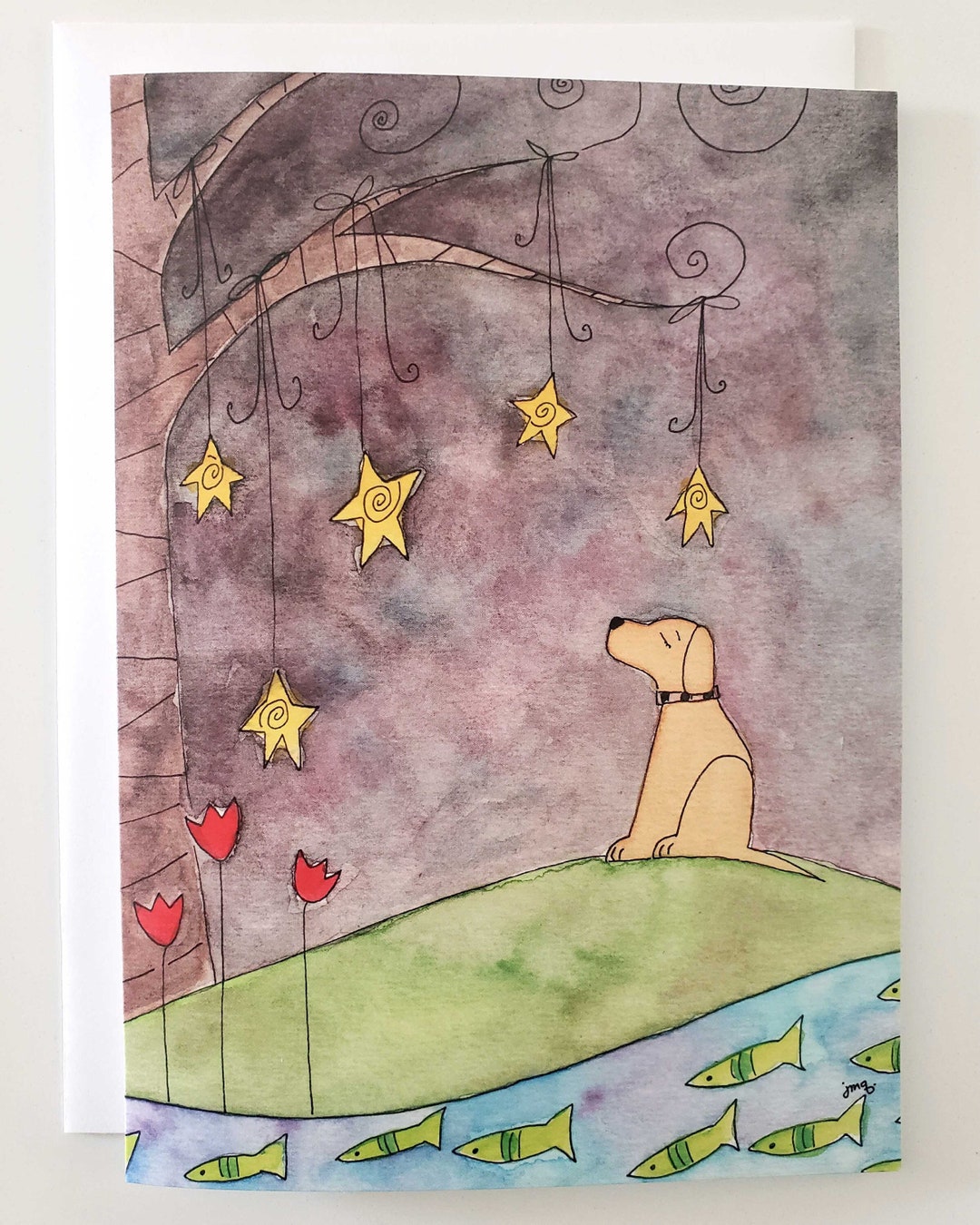 Dog Birthday Card, Yellow Lab Card, Dog Greeting Card, Blank Dog Card ...