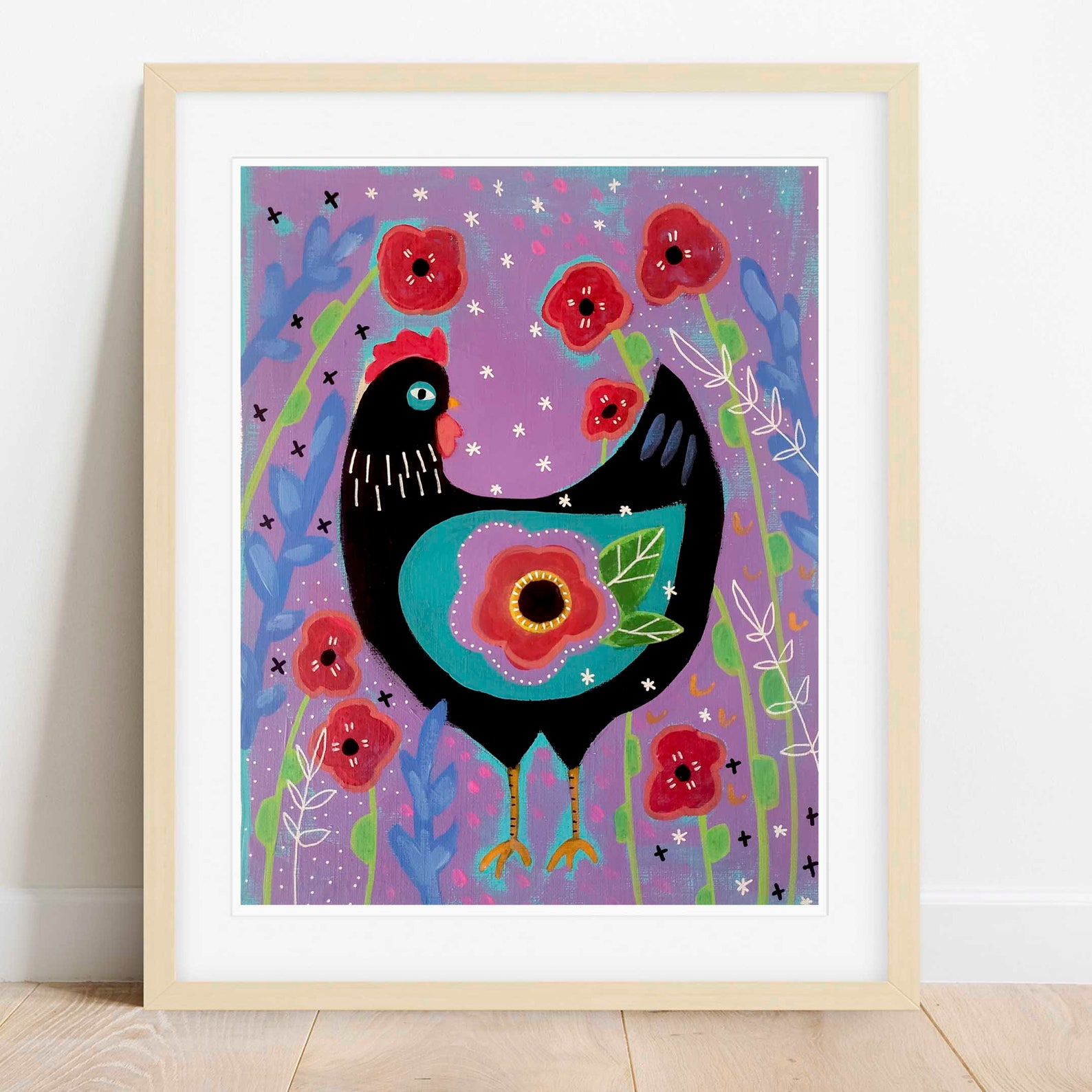 Folk Art Chicken Painting Collage Art From Original Painting Collage ...