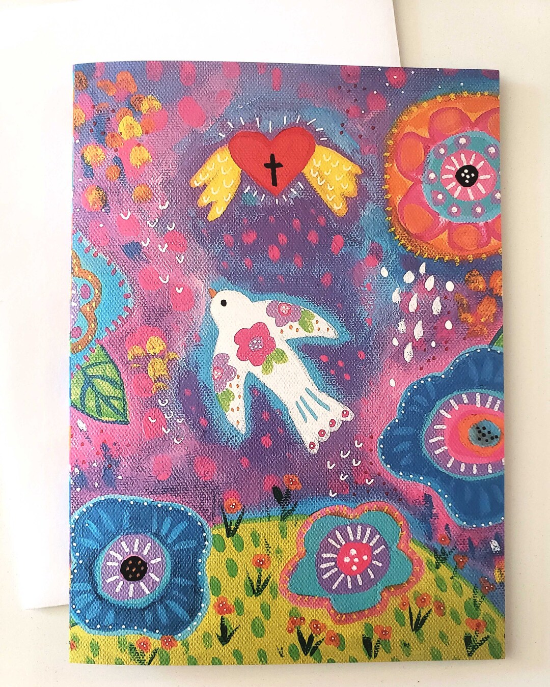 Folk Art From Christian Catholic Original Greeting Card Blank Bird Folk ...