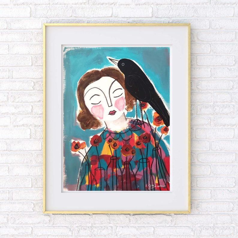 Folk Art From Original Painting Crow Folk Art Bird Art Jodi Queenan ...