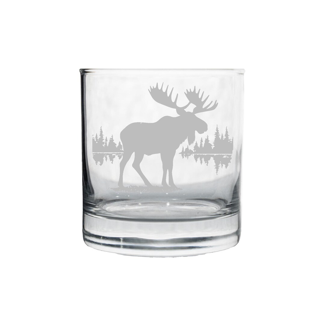 Moose Whiskey Glasses Moose Rocks Glass Moose Glass Moose Gift Cabin ...