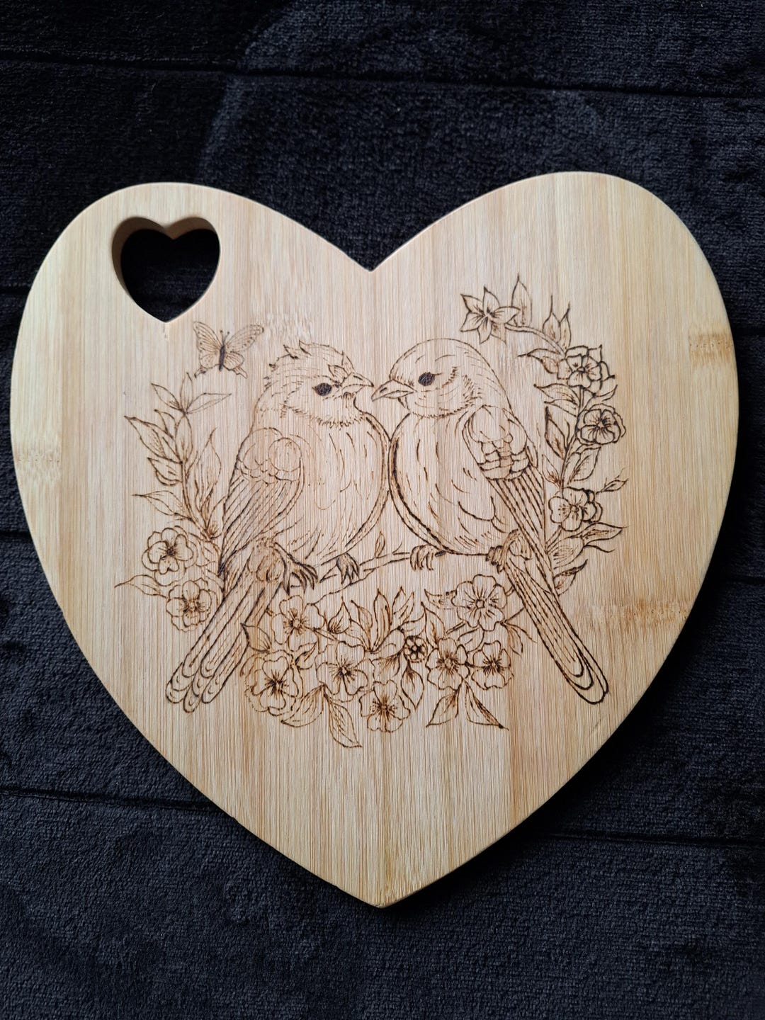 Love Birds | Heart Shaped Chopping Board | Charcuterie Board ...