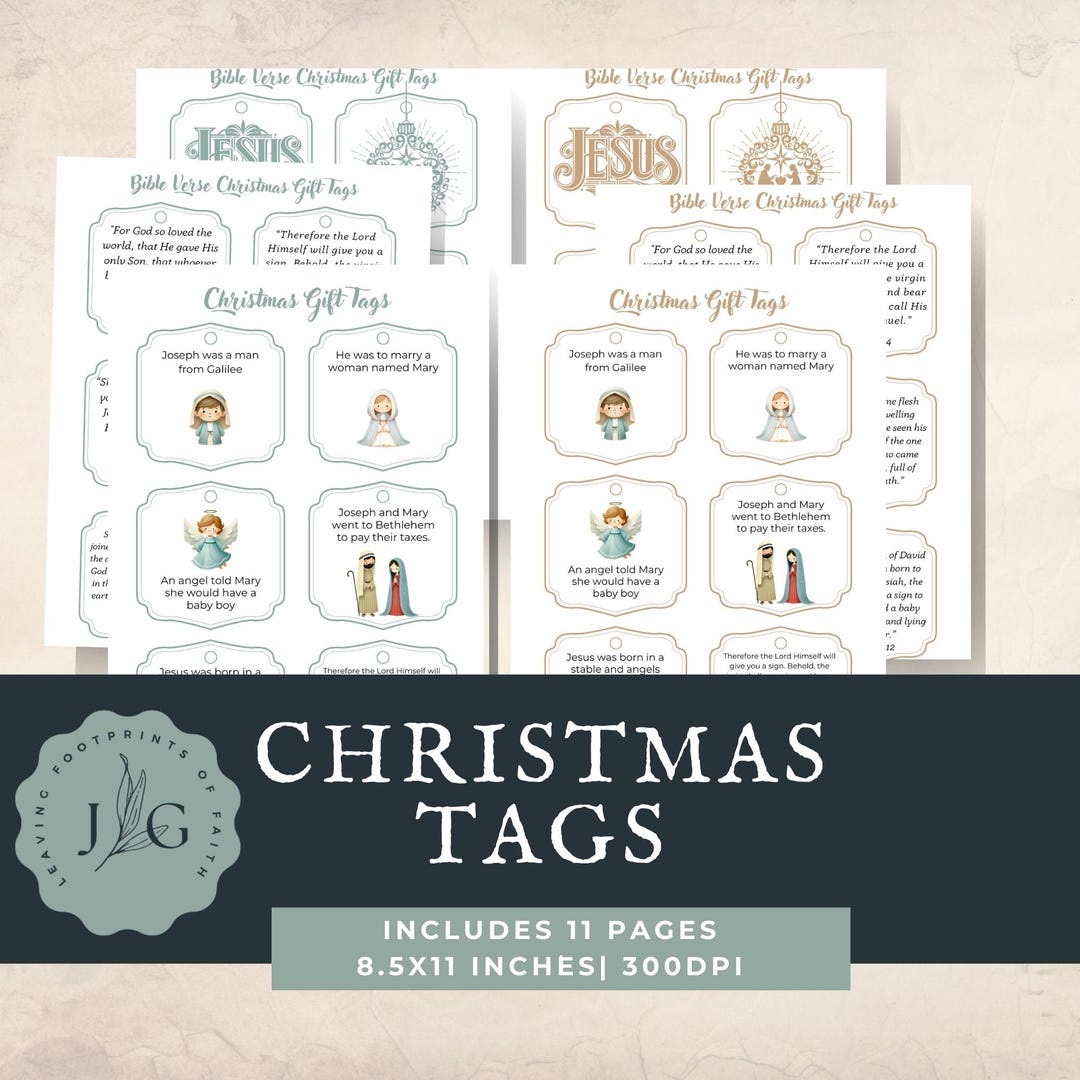 Nativity Christmas Gift Tags, Printable Scripture Labels for Presents ...