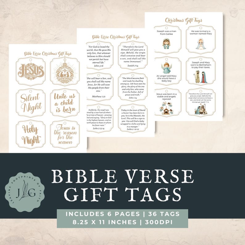 Bible Verse Tag | Scripture Cards Printable | Scripture Christmas Gift ...