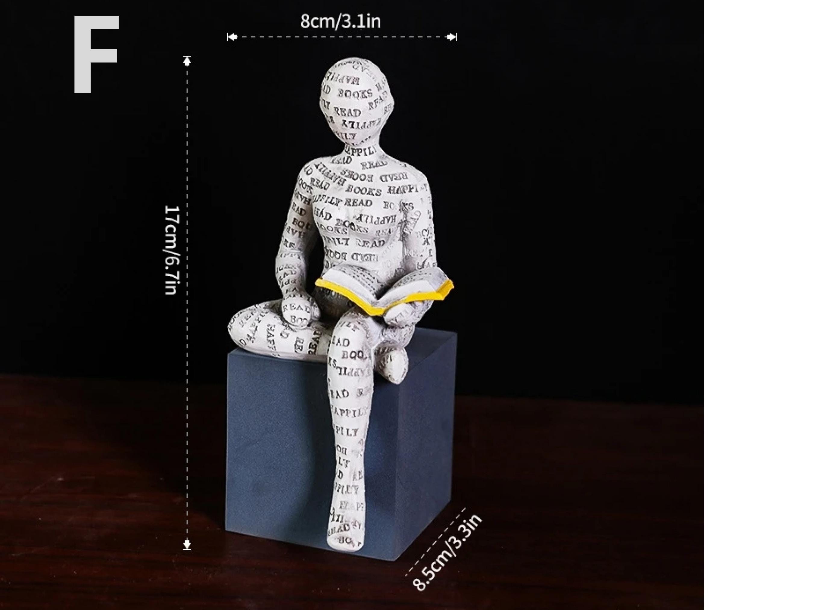 Reading Woman Figurine Pulp Bookshelf Decor Thinker Style Resin Statue ...