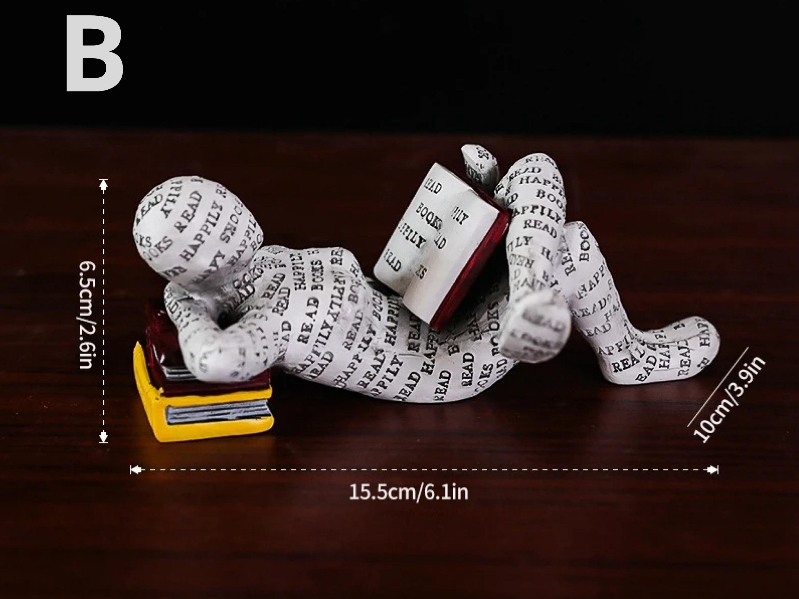 Reading Woman Figurine Pulp Bookshelf Decor Thinker Style Resin Statue ...