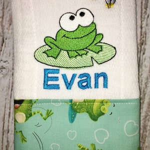 Baby Boy Burp Cloth Set, Baby Boy Frog Burp, Baby Boy Gift, Frog Burp ...