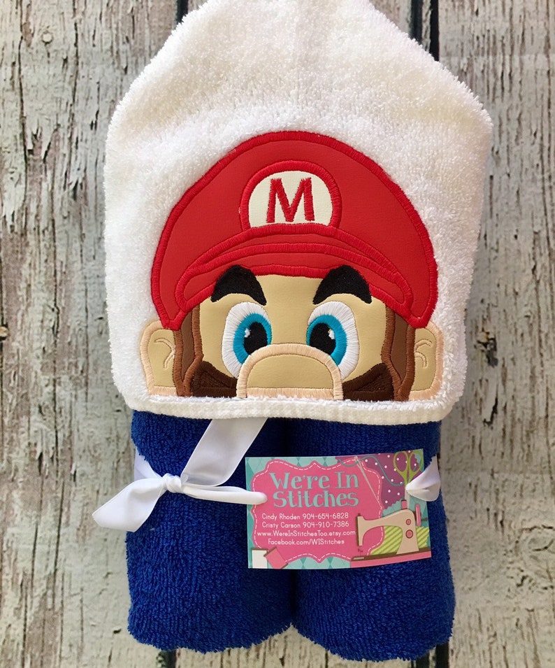 Mario hooded towel Mario towel Nintendo towel pool towel | Etsy