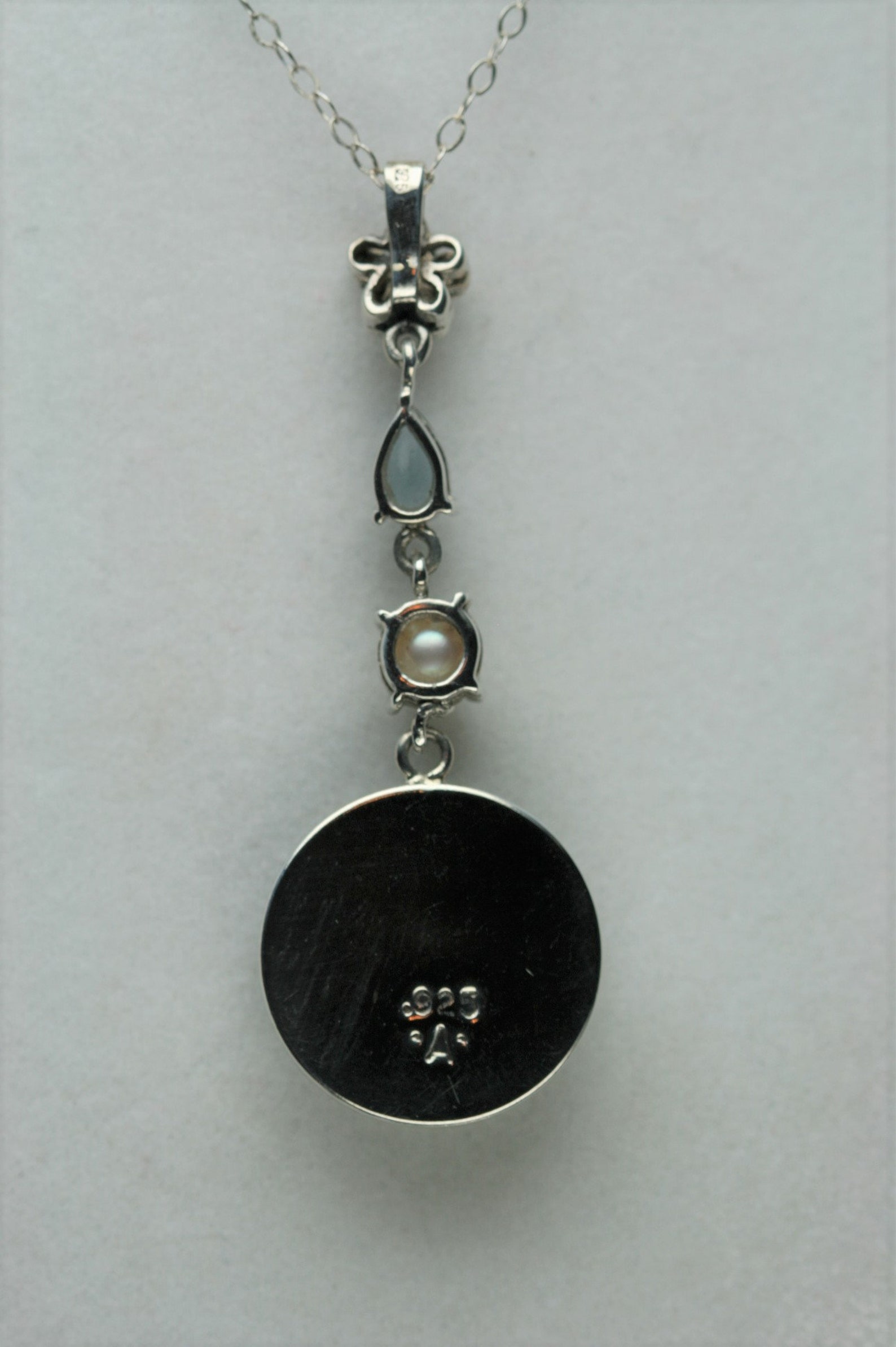 Sterling Antique Shell Button Necklace Pendant Topaz - Etsy