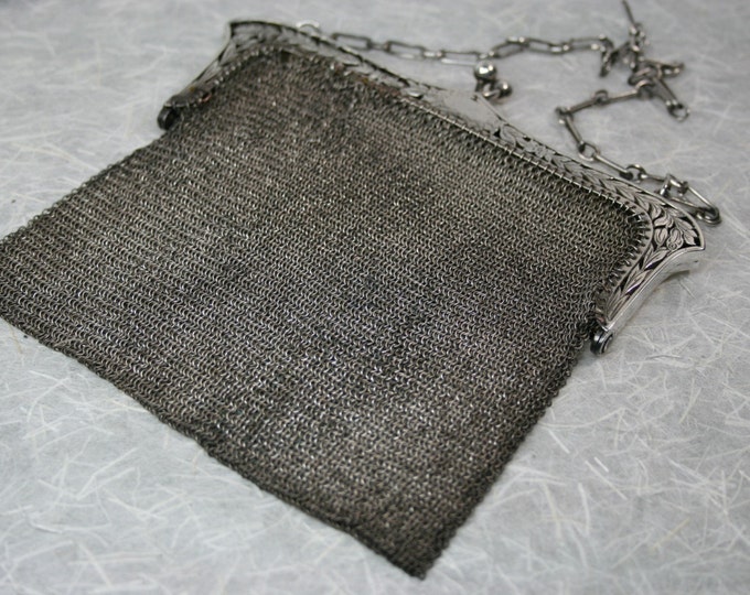 Purse Antique Sterling Silver Metal Mesh Purse - Etsy