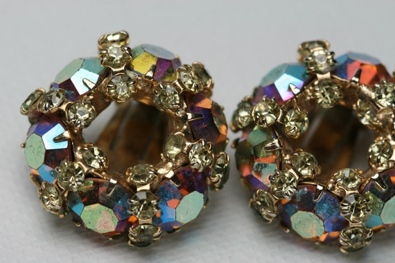 Vintage Gold Tone Metal and Golden AB Rhinestone Clip… - Gem