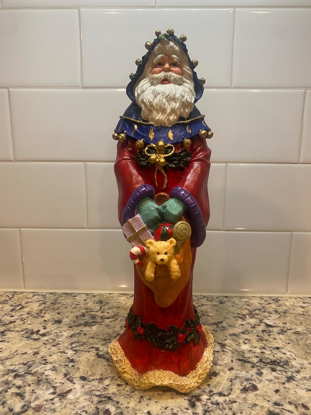Vintage Resin Santa Figurine With Christmas Toy Bag - Etsy