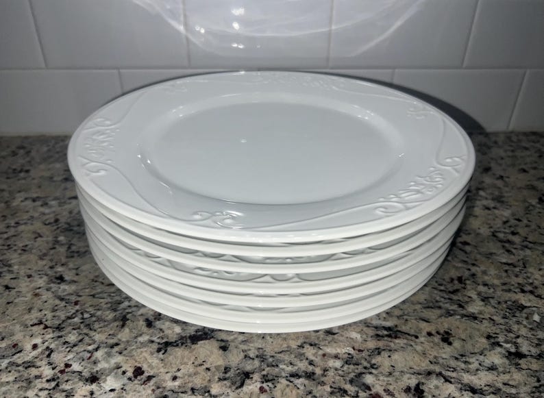 Vintage Princess House Veranda White on White Embossed Dinner Plates ...