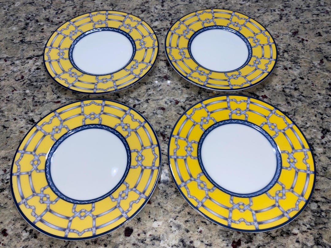 Coventry Fine Porcelain Palace Garden Saucer Plates (4) Yellow / Blue 6 ...