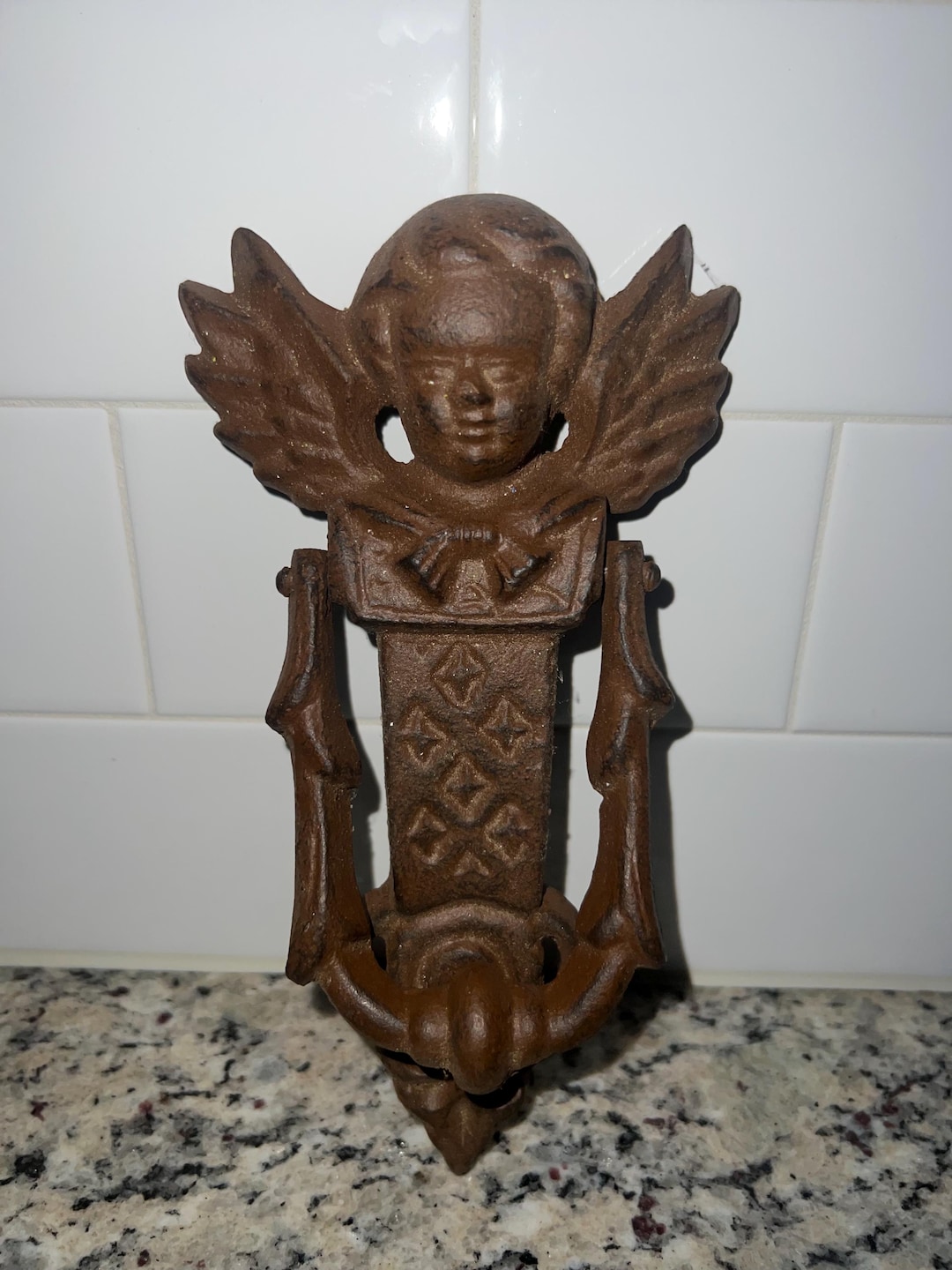 Vintage Cherub Angel Door Knocker Cast Iron Metal Brown - Etsy
