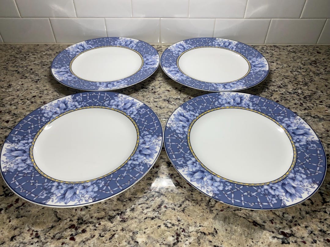 Coventry Fine Porcelain Palace Garden Dinner Plates (4) Blue Flowers ...