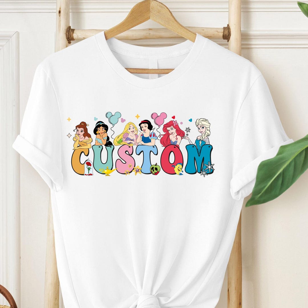 Disney Princess Personalized Name Shirt, Custom Kids Name Shirt ...