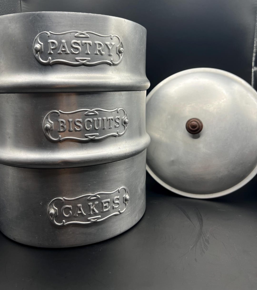 Vintage Aluminum Pastry, Biscuit, and Cake Canister Set – Retro Kitchen ...