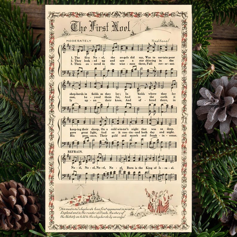 Vintage "the First Noel" Sheet Music: 1953 Christmas Carol (PNG & PDF ...