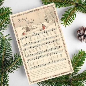 Printable Vintage Sheet Music, Christmas Carol Silent Night Digital ...